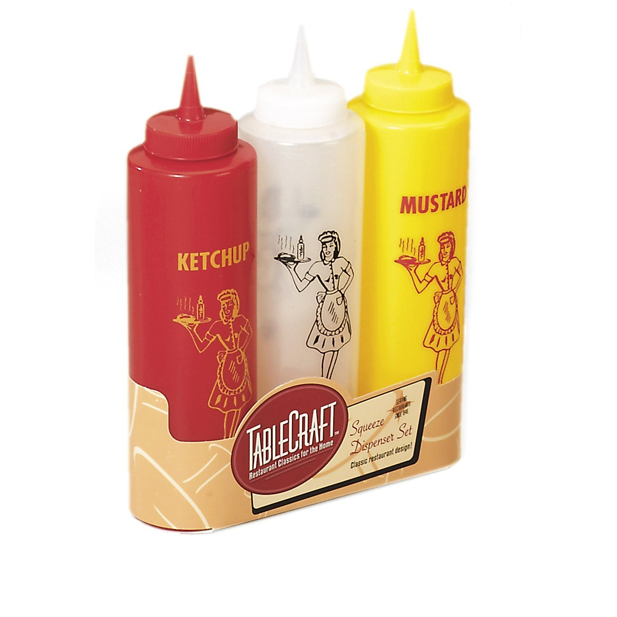 TableCraft 3-Piece Nostalgia Squeeze Bottle Set, 12-Ounce