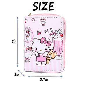 Cute Cartoon Wallet for Women and Girl, Small PU Leather Zipper Coin Credit Cards Anime Purse with Cute Keychain, 2Pce (Cartoon Wallet-03)