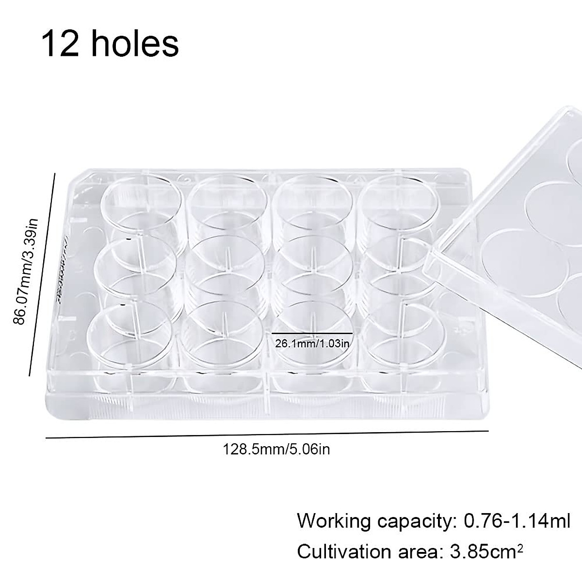 ADAMAS-BETA 12-Well Sterile Culture Plate, TC Treated Cell Culture Plates Tissue Culture Treated Plate, Individually Wrapped, Pack of 10