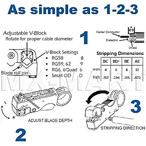 Cables Direct Online - Deluxe Rotary Coax Coaxial Cable Stripper Cutter Tool RG58 RG6 RG59 Quad, Dual