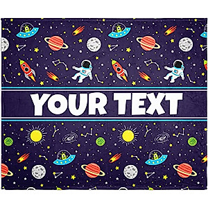 Personalized Outer Space Blanket - Custom Birthday Gift or Holiday Present for Boys, Girls, Kids, Children - 50 x 60 Inches, Full Coverage Vibrant Design, Soft and Cozy