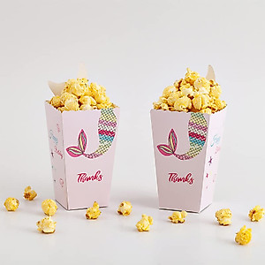 24 Pcs Pink Mermaid Popcorn Boxes Movie Theater Night Paper Popcorn Boxes Mermaid Popcorn Containers Boxes for Movie Night Movie Party Theater Themed Decorations or Carnival Party Circus
