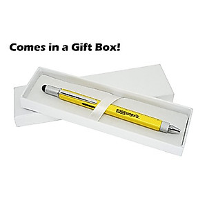 Screwdriver Pen Pocket Multi-Tool By EdgeWorks – Multi-Functional & Sturdy Aluminum DIY Tool, With Screwdriver, Stylus, Bubble Level, Ruler & Phillips Flathead Bit, Unique Gift Idea - Yellow