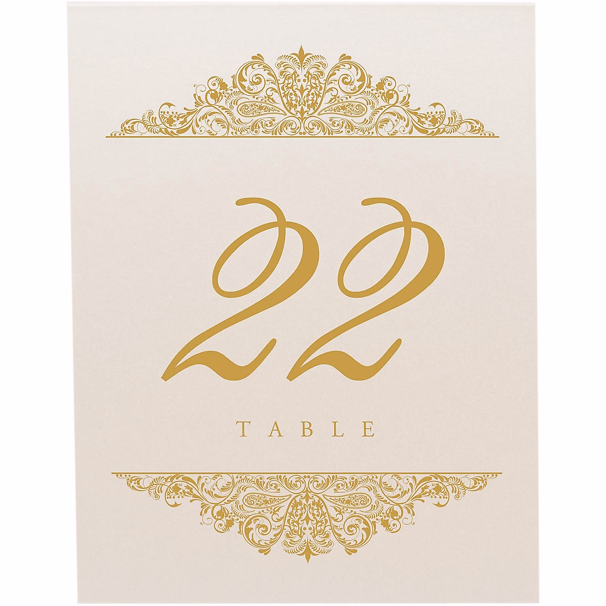 Paisley Wedding Table Numbers (Select Color/Quantity), Champagne, Gold, 1-50, Double Sided, Tent or Use in a Stand, Great for Parties & Restaurants - Made in the USA