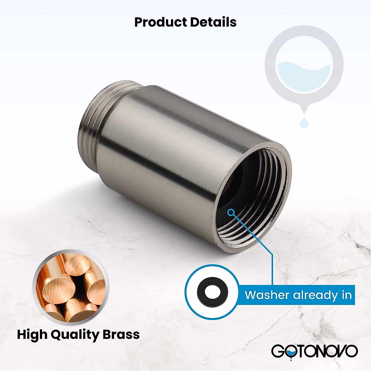 gotonovo 2 Inch Wall Mount Extension Tube for Shower Fixture Spout Tub Spout Extender One Pair Brushed Nickel