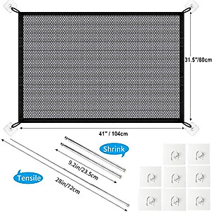 Dellfolen Mesh Dog Gate Magic Pet Gates for The House Wide Gate for Stairs Indoor Outdoor Portable Folding Safety Gate 41 inch X 31.5 inch [New Upgraded], Black