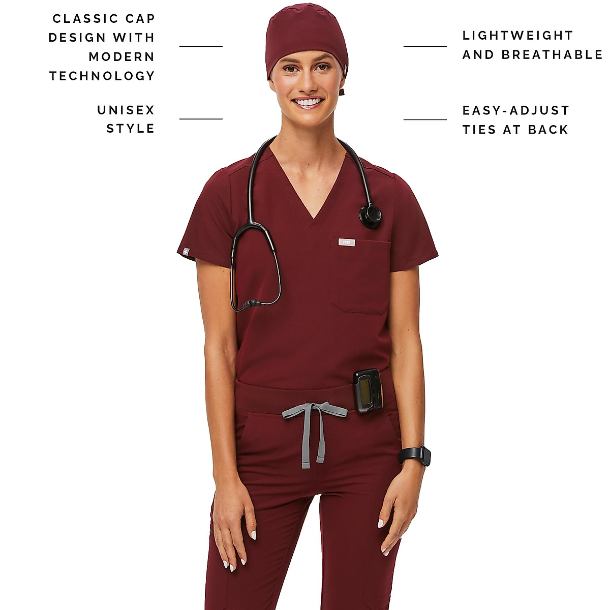 FIGS Unisex Modern Classic Scrub Cap - Burgundy, One Size