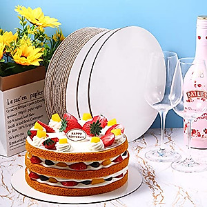 Potchen 50 Pack Round Cake Boards 10 Inch Circle Cardboard Base Grease Proof Disposable for Baking Pizza