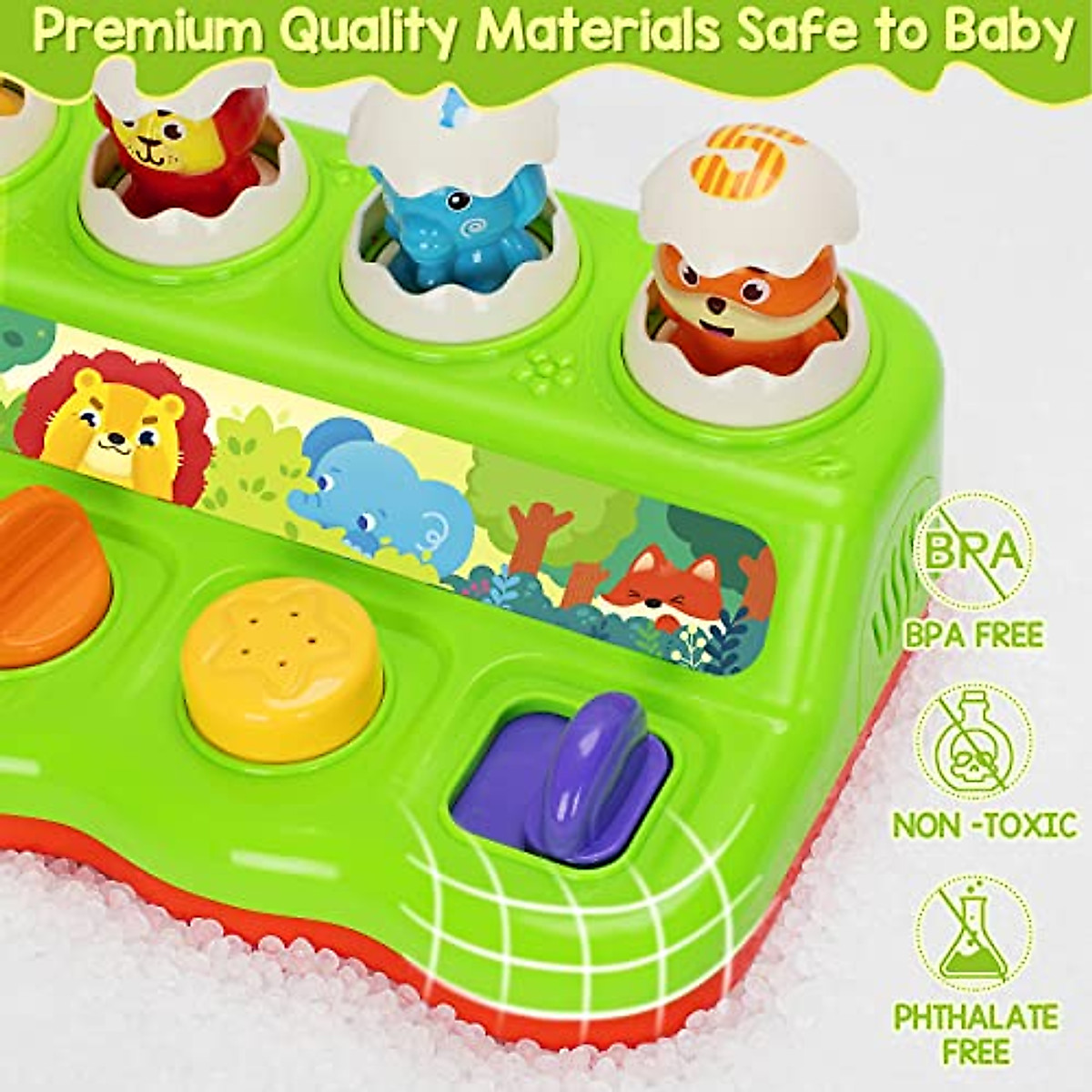 YEEBAY Pop Up Animals Toy with Music & Sound, Early Developmental Toy for 12-18 Months Baby, Infants & Toddlers,1 Year Old Girls & Boys