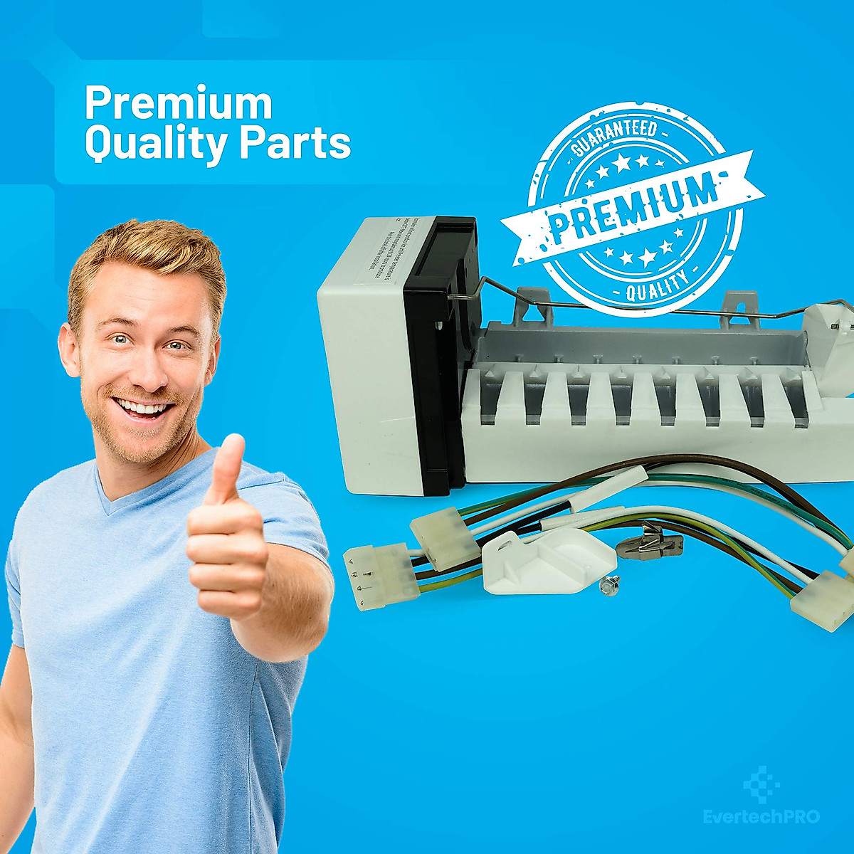 EvertechPRO 4317943 Whirlpool Icemaker Kit Replacement for Whirlpool Refrigerator 1857 4210317 4211173 4317943