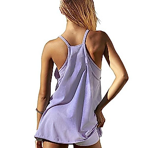 UNIANKIYA Womens Tennis Dress Workout Mini Dress with Built-in Romper Sleeveless Spaghetti Straps Athletic Golf Dress Purple