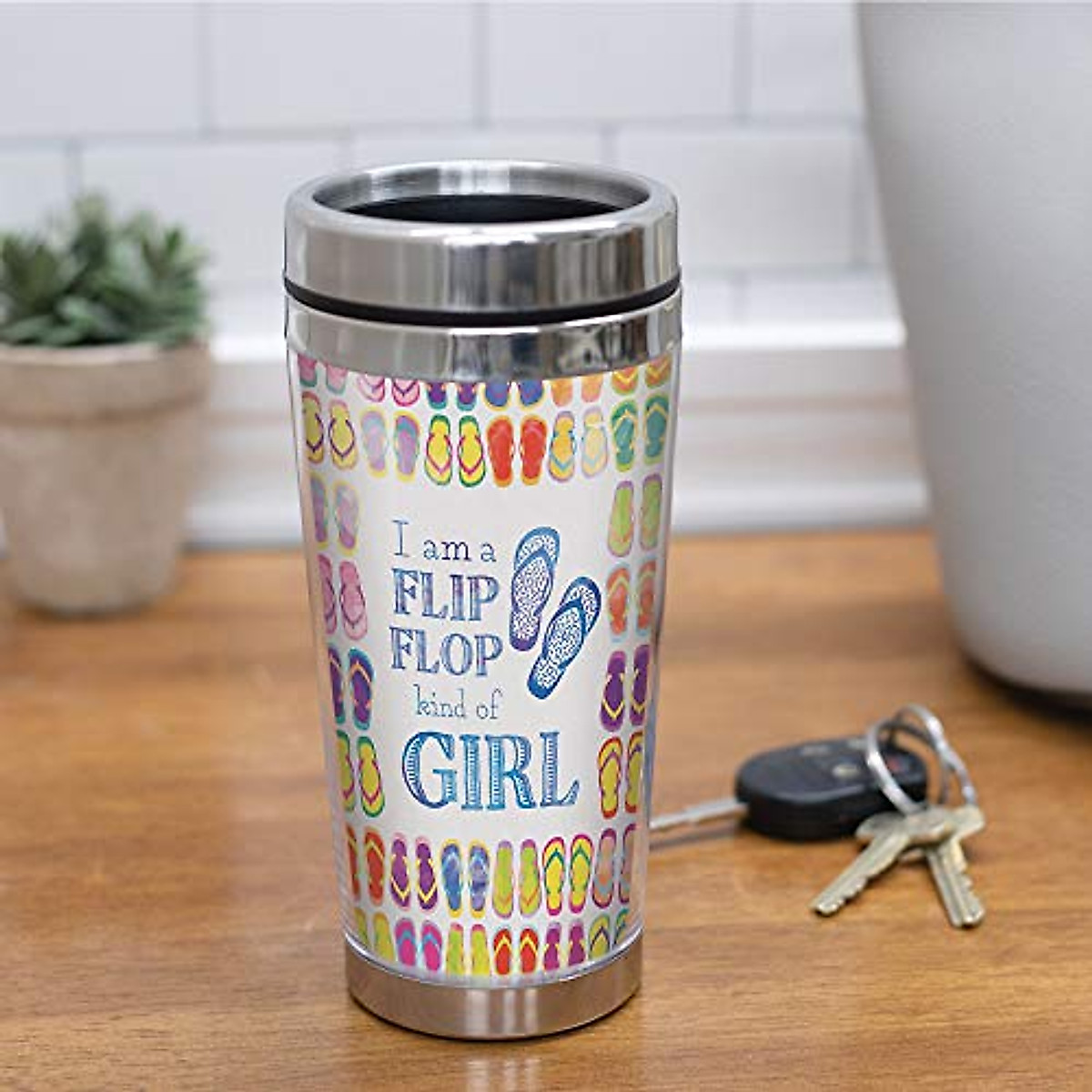 Flip Flop Kind of Girl Stainless Steel 16 oz Travel Mug with Lid