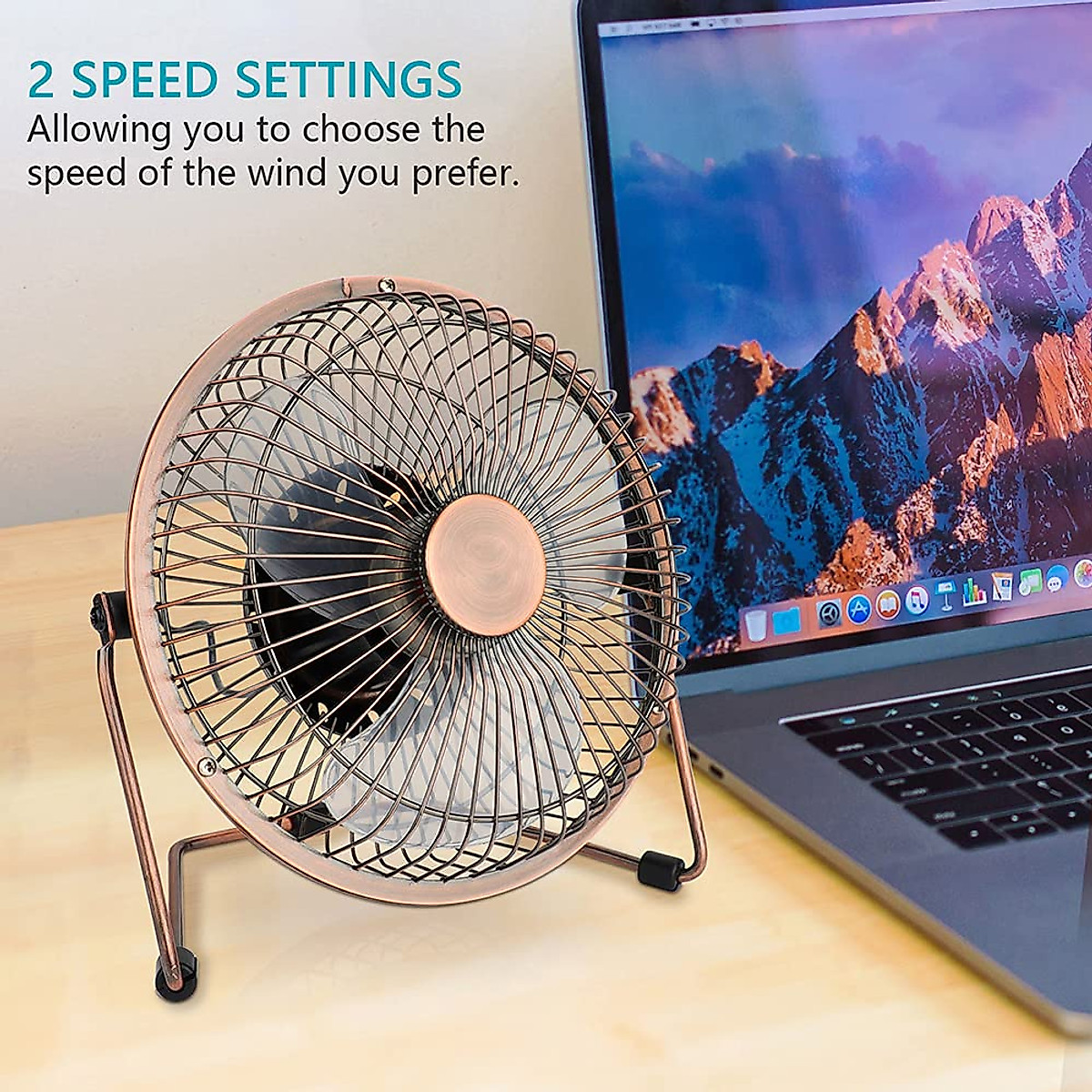 ALPIAZ 6 Inch Blade Desktop USB Fan, USB Powered, Personal Table Fan, Mini Cooling Fan, Small Desk Fan