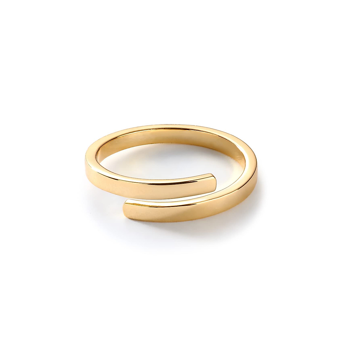 PAVOI 14K Gold Plated Twist Stacking Ring l Bands for Women (Yellow Plated, 8)