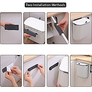 Hanging Trash Can with Lid for Kitchen Cabinet Door, 2.3 Gallon Wall Mounted Garbage Can Kitchen Compost Bin for Countertop or Under Sink