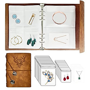 Jewelry Storage Book, PU Leather Travel Jewelry Organizer with Anti-drop Pockets, Portable Earrings Travel Album with Transparent Jewelry Bags for Rings, Bracelets(70 Grids+70 Anti-Oxidation PVC Bags)