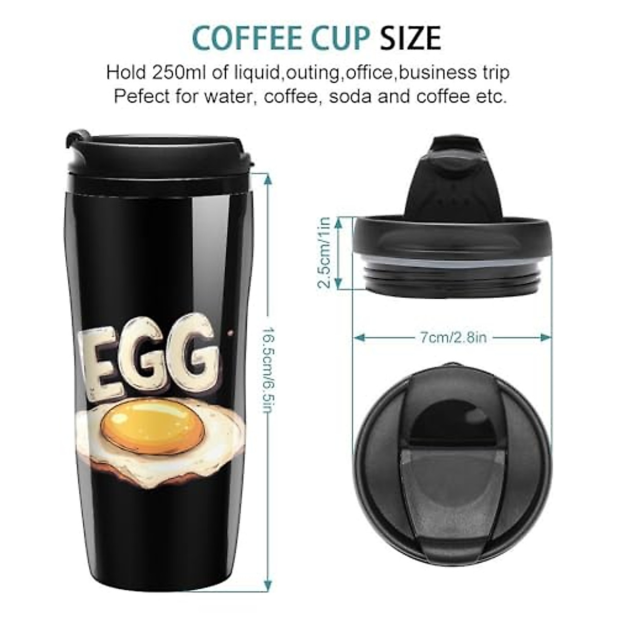 Fried Egg Travel Coffee Mug Reusable Coffee Cup Tumbler with Lid for Outdoor 350ml