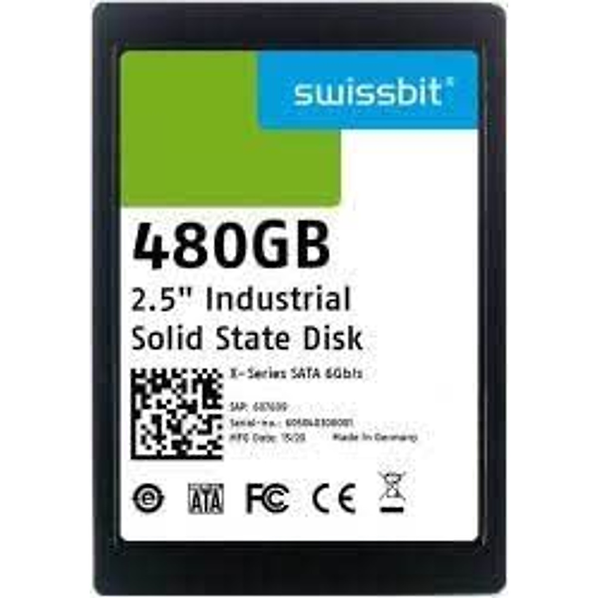 Swissbit SFSA480GQ2AK2TO-C-8C-236-STD, Solid State Drive, 480GB, 5V, 2.5" SATA SSD, X-75, 3D TLC, 0-70°C