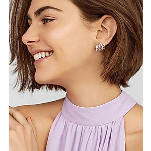 PANSHI Sterling Silver Earrings Silver Hoop Earrings for Women Trendy Stud Huggie Claw Earrings Cuff Hypoallergenic Jewelry Gifts