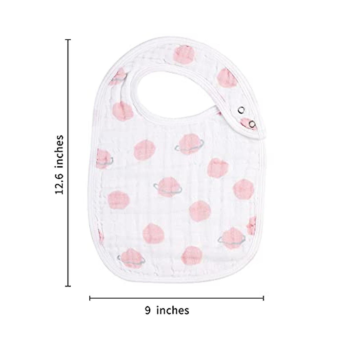 Snap Muslin Bibs for Girls, 3-Pack Baby Bibs for Infants, Newborns and Toddlers, 100% Cotton Muslin Absorbent & Soft Layers, Adjustable Snaps,"Girlish Romance"