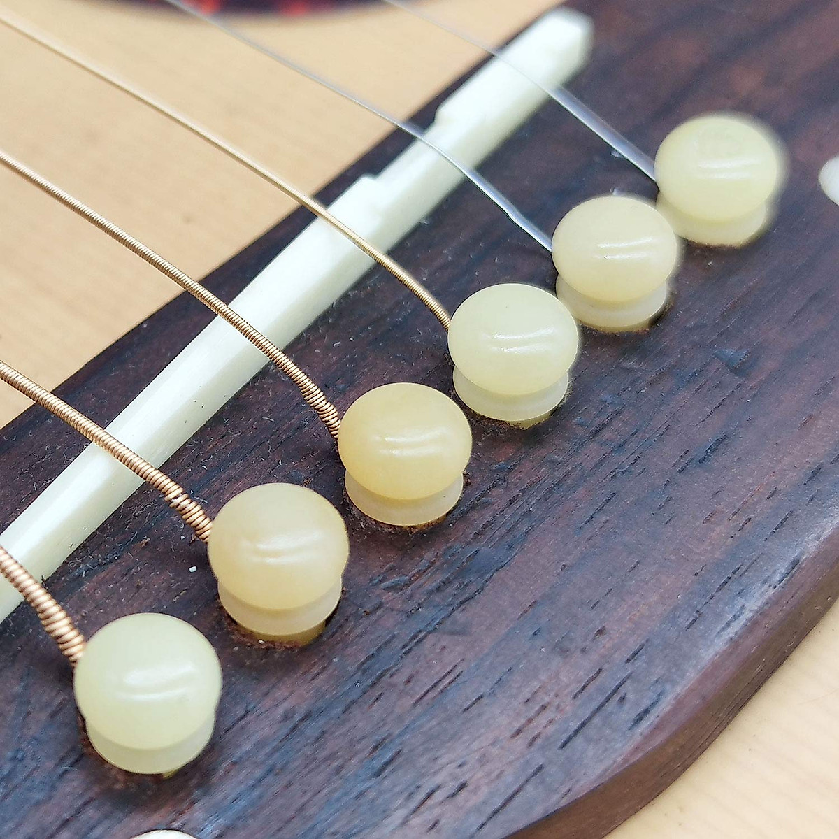 Vencetmat Acoustic Guitar Bridge Pins, Pin Remover Set, Pure Bone, Unbleached, Standard Size, Vintage Style