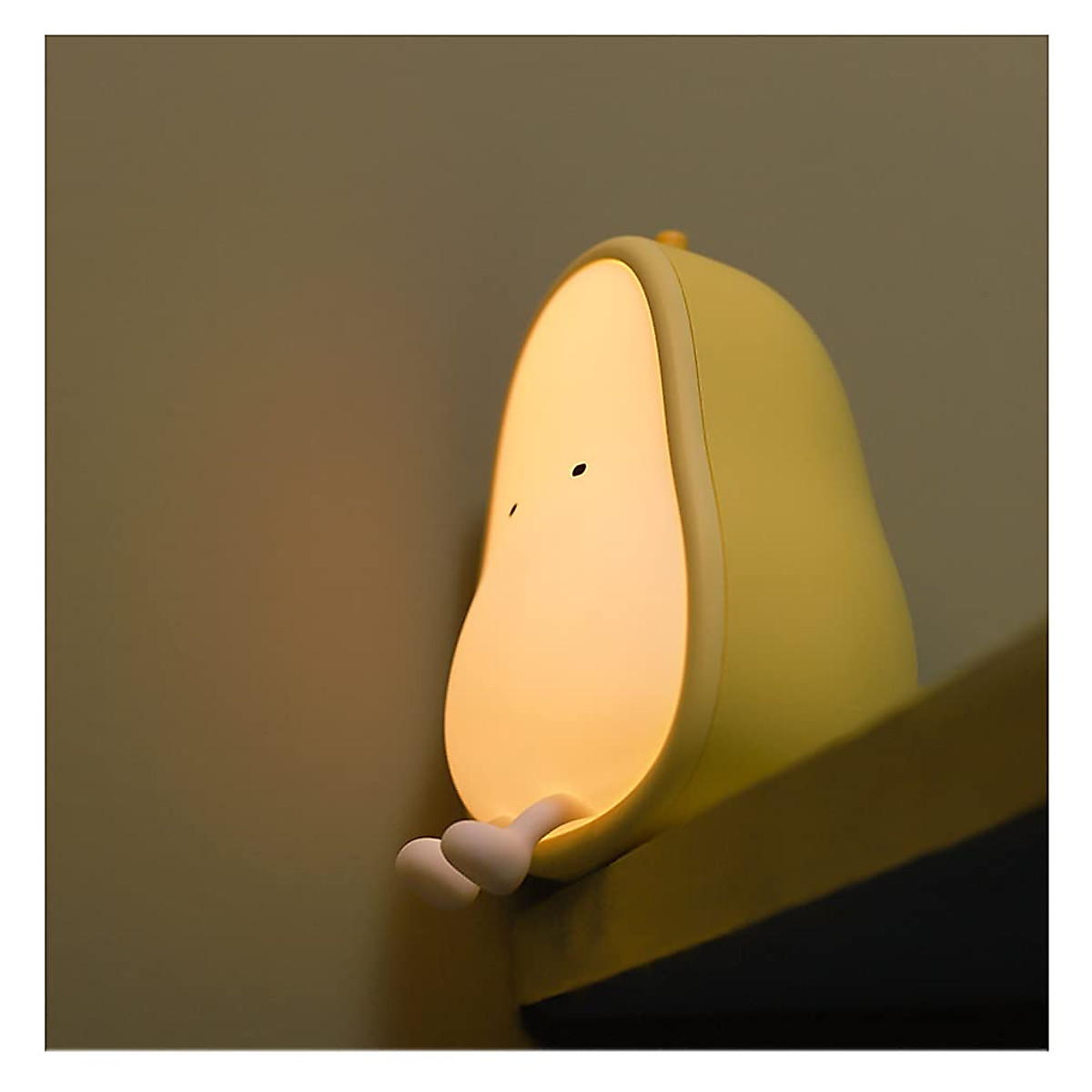 ipalmay Night Lights for Kids USB Rechargeable Lamps, BPA-Free ABS+Silicone Bedside Lamp for Breastfeeding,Color Changing, Yellow Pear