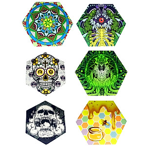 Trippy Mats - Silicone Heat Resistant Cooking Mat, Wax Mat, Cool Designs, Hexagon Non Stick Mat. (Sugar Skull Mat)