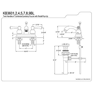 Kingston Brass KB3601BL Vintage 4-Inch Centerset Lavatory Faucet, Polished Chrome