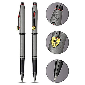 Cross Century II Scuderia Ferrari Rollerball Pen, Includes Luxury Gift Box - Titanium Grey Satin Lacquer