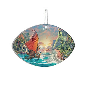 Disney – Moana – Maui Te Fiti – Thomas Kinkade Studios - 4.5” x 2.5” Oval Shaped Hanging Acrylic Print Accessory – Officially Licensed Collectible