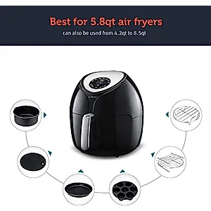 Ultrean Air Fryer Accessories, Set of 6 Fit All 5.8Qt, 6Qt Air Fryers, BPA Free, Non-Stick, Dishwasher Safe, XL