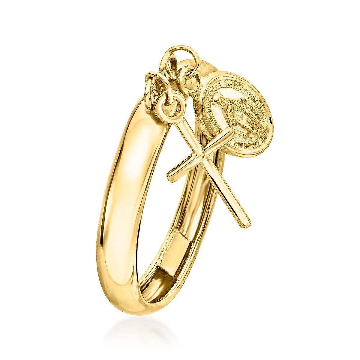 Ross-Simons Italian 14kt Yellow Gold Religious Charm Ring. Size 6