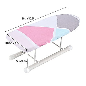 BORDSTRACT Tabletop Ironing Board, 10.2×4.3×3.5in Foldable Mini Ironing Board with Iron Rest Portable Folding Desktop Clothes Ironing Table for Home Travel Sleeve Cuffs Collars