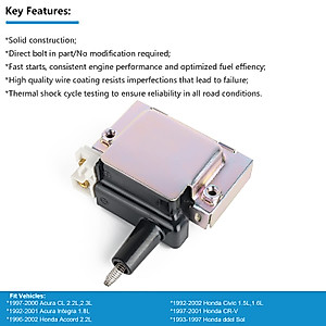 FAERSI Ignition Coil Replaces OE# 30510-PT2-006 30500-PAA-A01 Compatible with 1992-2002 Honda Civic Accord CRV and 1992-2001 Acura Integra - 1.6L, 1.8L, 2.2L, 2.3L