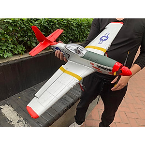 Ssccgym Extra Large 29.5" 750MM P51 P51D Mustang Remote Control Combat Aircraft 4CH Double Battery Aerobatic Brushless RC Aircraft P-51 Full-Function for Professional Players