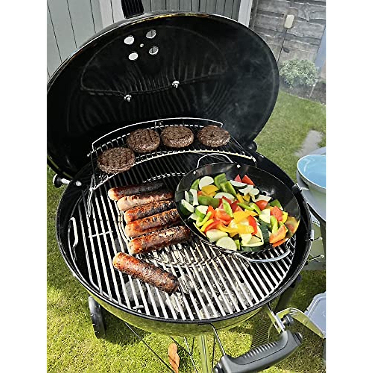 only fire Stainless Steel Warming Cooking Rack Fits for Charcoal Kettle Grills Like Weber,Char-Broil and Ceramic Grills Like Large Big Green Egg,Kamado Joe Classic,Pit Boss K22,Louisiana K22,17 3/4"