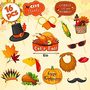 Friendsgiving Backdrop, Friendsgiving Party Decorations Photography Backdrop with Photo Booth Props 16 Pcs, Happy Friendsgiving Banner Decorations Thanksgiving Banner for Thanksgiving Party Decor