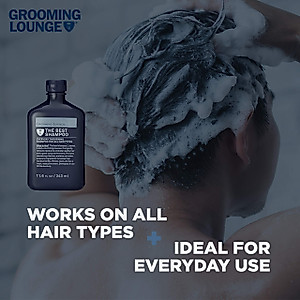 Grooming Lounge The Best Shampoo - Scalp Clarifying, Frizz Control Hair Wash for Men - Promotes Hair Length and Strength - Clean, Stimulating Peppermint Fragrance with Rosemary for Regrowth - 11.6 oz