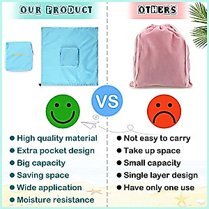 Shappy 3 Pieces Travel Laundry Bag Large Dirty Clothes Bags for Traveling Lightweight and Expandable Luggage Laundry Bag with Drawstring Closure and Zipper, Blue Gray Black, 20 x 21 Inch