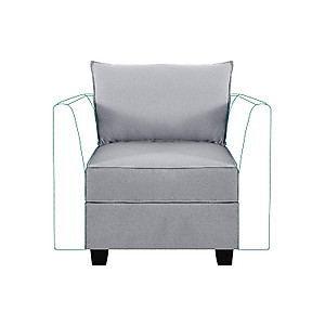 Naomi Home Modular Sofa Middle Module with Storage Accent Armless Chair for Modular Sofa Customizable Sectional Sofa Couch Accent Armless Chair, Linen, Gray