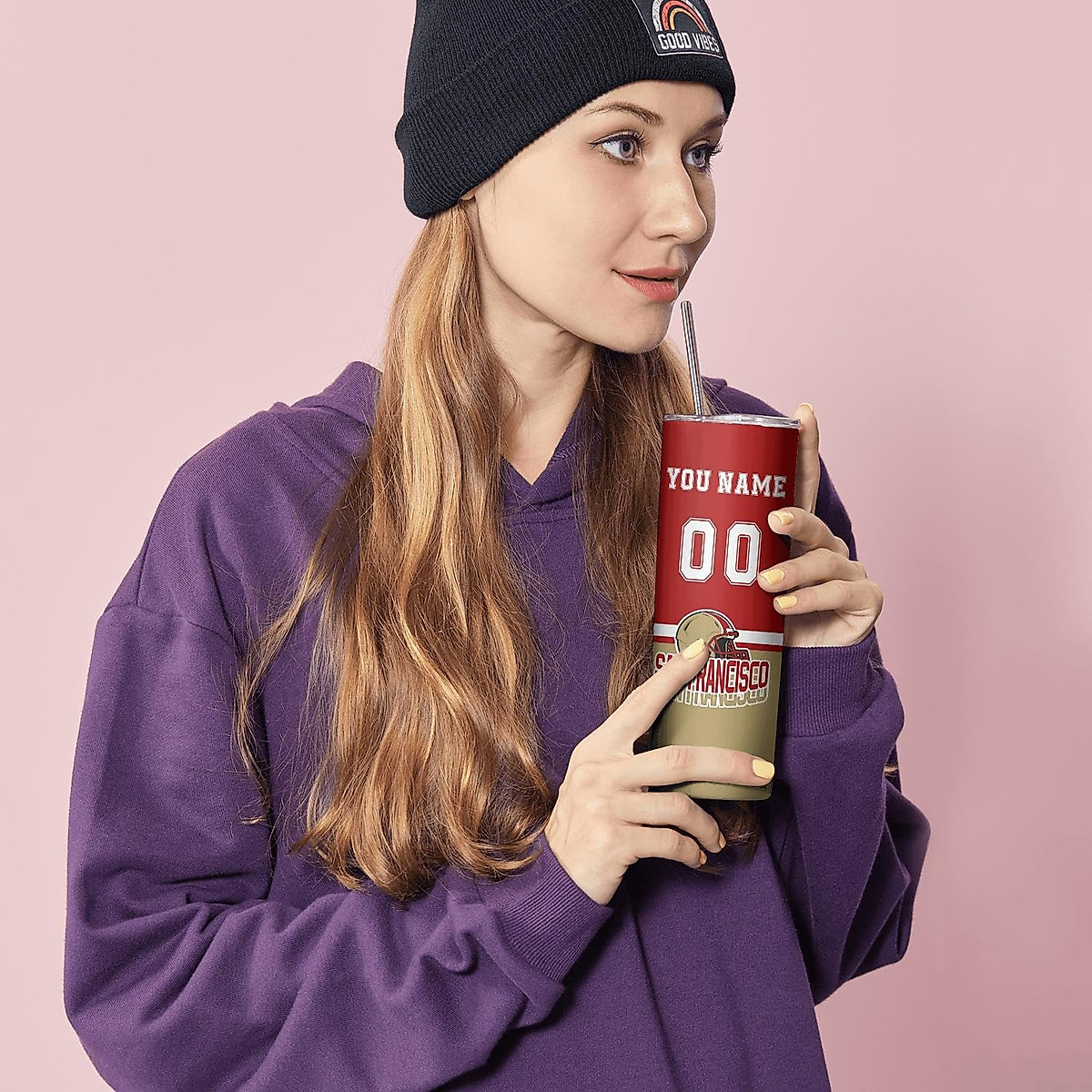 20oz Football City Customs stainless steel Insulated tumbler with Lid and Straws, Personalized football gifts for fans, Travel Cup Adds Your Name and Number