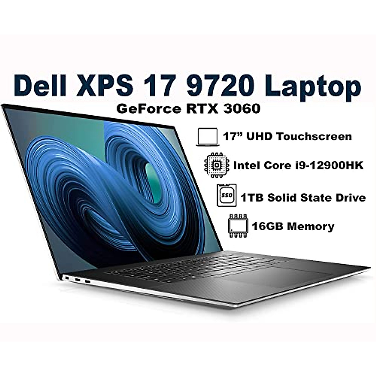 Dell XPS 17 9720 Laptop17.0-inch UHD Touchscreen Display - Intel Core i9-12900HK - 16GB Memory - 1TB SSD - GeForce RTX 3060 - Intel Killer Wi-Fi 6 - Windows 11 Pro - Platinum Silver - New