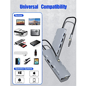 USB C Hub, Sivxnem USB C to HDMI Adapter (4K HDMI USB3.0/2.0 SD/TF 90W PD Gigabit USB-C Dongle),USB-C Docking Station Compatible with MacBook Pro/MacBook Air/iPad Pro/Surface Pro 7/Dell XPS 13 15