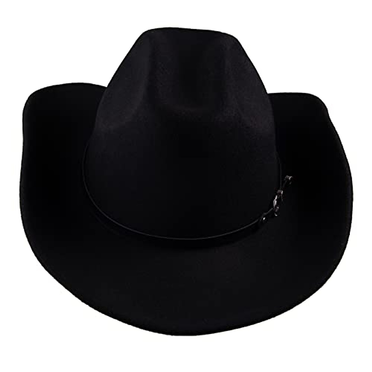 UwantC Faux Felt Cowboy Hats for Men Women Western Cowgirl Hat with Buckle Black One Size
