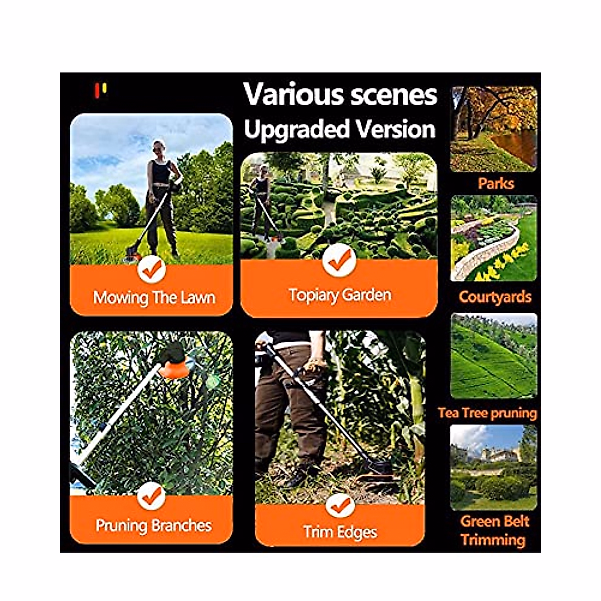 Electric String Trimmer Weed Wacker Lawn Edger with 2 Li-Ion Battery 1 Charger and 16 Cutting Blades for Lawn Yard Garden Bush Trimming & Pruning