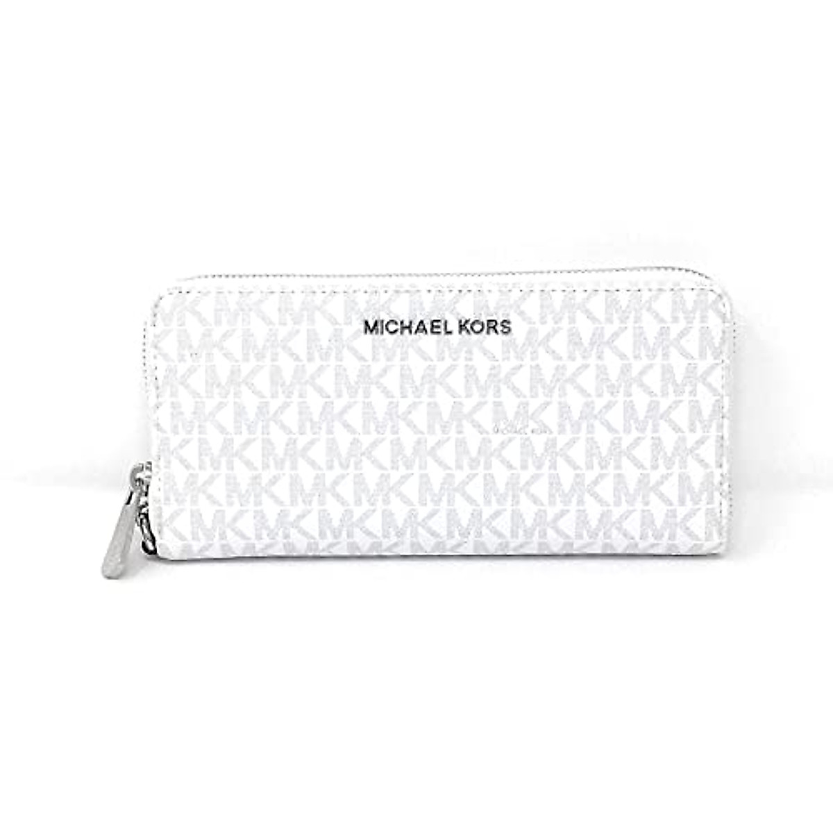 Michael Kors Jet Set Travel Continental Zip Around Leather Wallet Wristlet Bright White