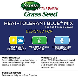Scotts Turf Builder Grass Seed Heat-Tolerant Blue Mix for Tall Fescue Lawns Resistant to Heat, Drought, and Disease, 3 lbs.