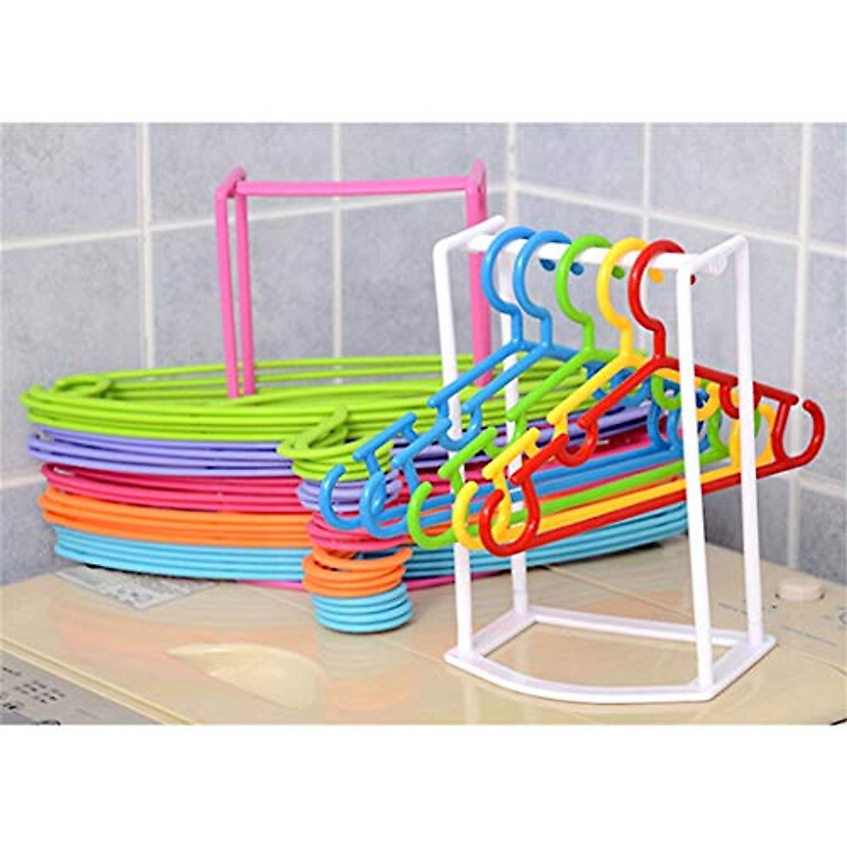 GOMYIE 1Pcs Plastic Organizer Clothes Hanger Holder Stacker Storage Rack Home Storage Organizer Tion Hangers(White)