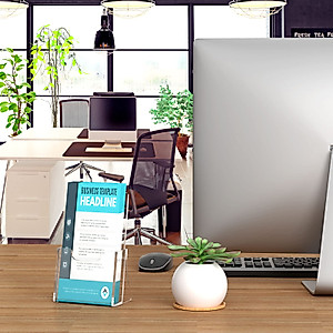 NIUBEE Acrylic Brochure Holder for 4’’ Trifold Pages, 50% Thicker Countertop Acrylic Literature Holder Plastic Flyer Display Stand for Magazine, Pamphlet, Booklets, Menu, Journals, 2 Pack