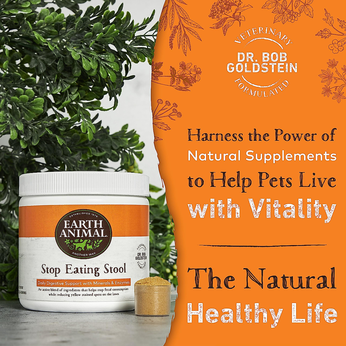 Earth Animal Stop Eating Stool Nutritional Supplement for Dogs & Cats, 8 oz. Container
